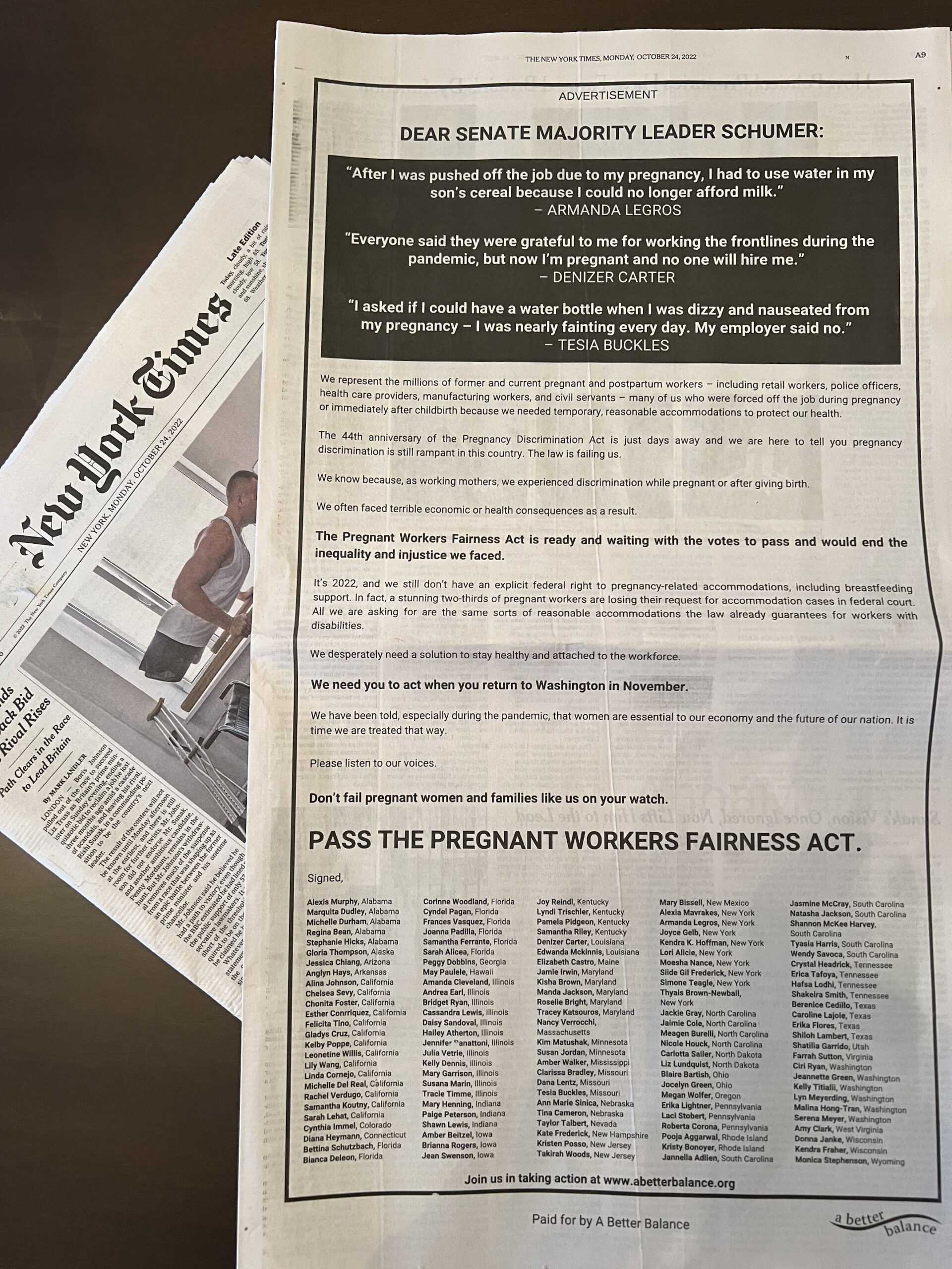 PRESS RELEASE: In Full-Page New York Times Ad, 125 Working Moms from 42 ...